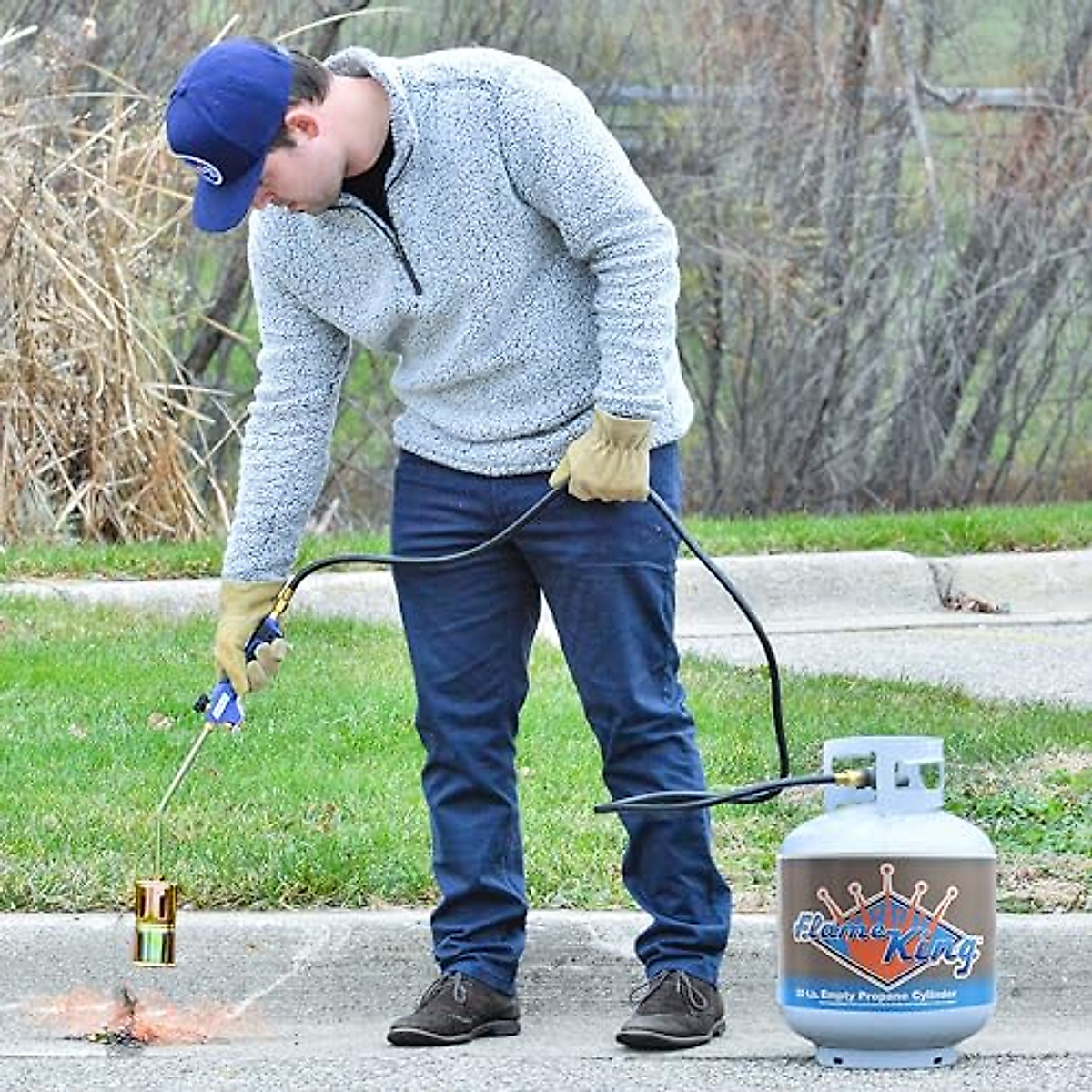 Flame King Propane Torch Kit Heavy Duty Weed Burner Powerful 320,000 BTU with 6-ft Hose Regulator Assembly