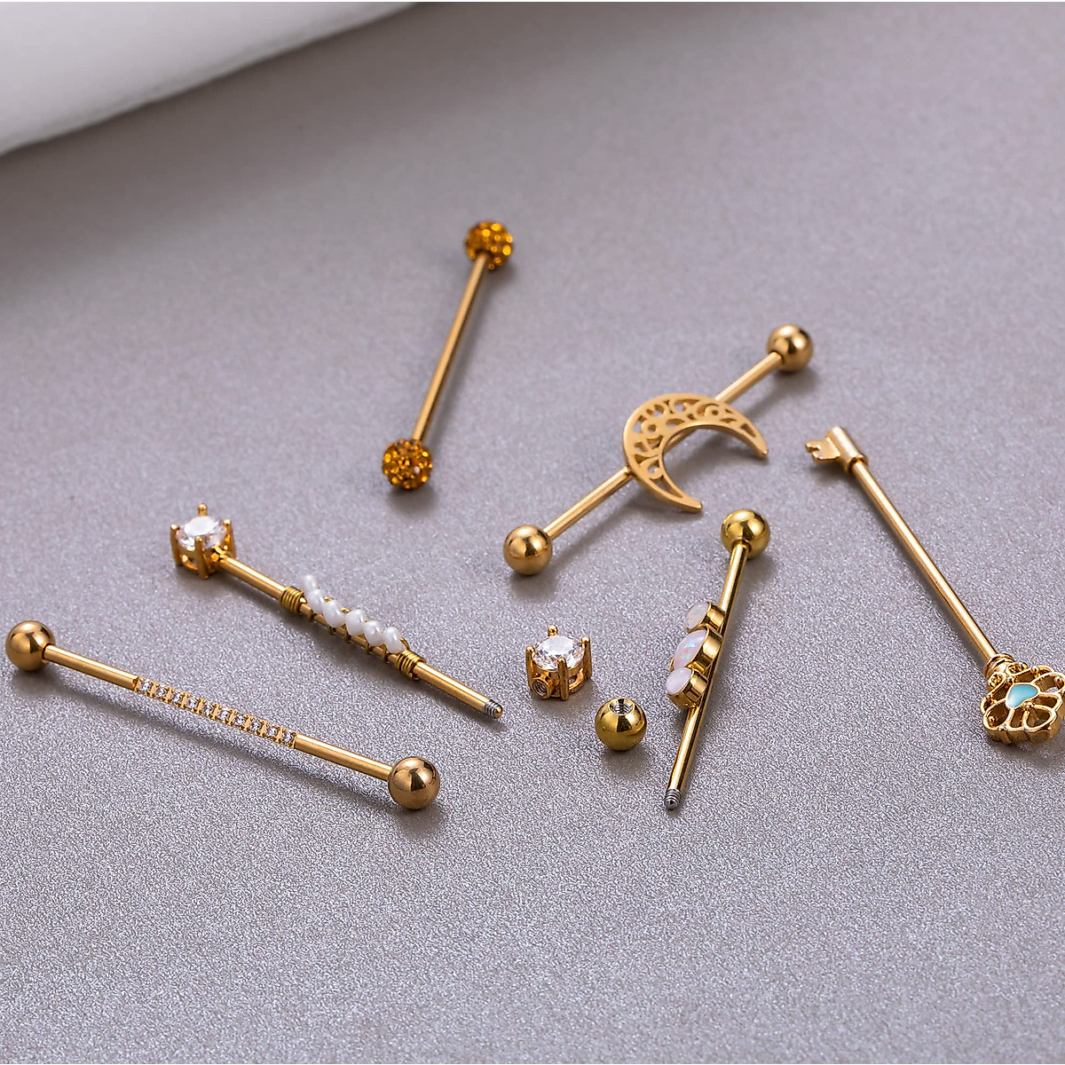 Masedy 12Pcs 14G Stainless Steel Industrial Earrings for Women Men Industrial Barbell Cartilage Scaffold Piercing 38mm 1 1/2" Inch G