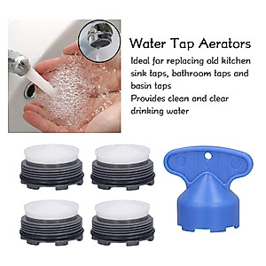 Sink Faucet Aerator, Plastic Water Saving Tap Aerator, Faucet Aerators Replacement Parts with Spanner, Sink Spray Aerator, Flow Restrictor Bubble Tap Water Nozzle for Kitchen Bathroom(Male)