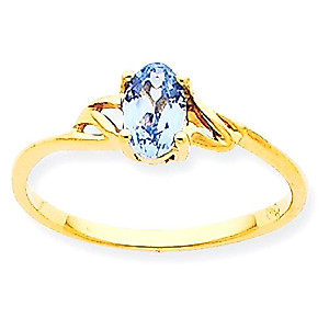 IceCarats 10K Yellow Gold Blue Aquamarine Ring Gemstone Band March Birthstone Jewelry Size 7.00
