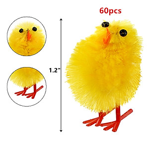 Peohud 60PCS Easter Chicks, Mini Yellow Chicks Easter Hunt Decorations for Kids Party Favors, Easter Basket Stuffers