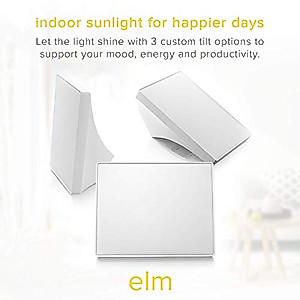 elm Light: Light Therapy Lamp - 10,000 Lux LED, UV-Free - Adjustable Brightness, Custom Angle & Auto Countdown Timer - USB Port for Phone Charging - Replicate Natural Sunlight for Seasonal Blues