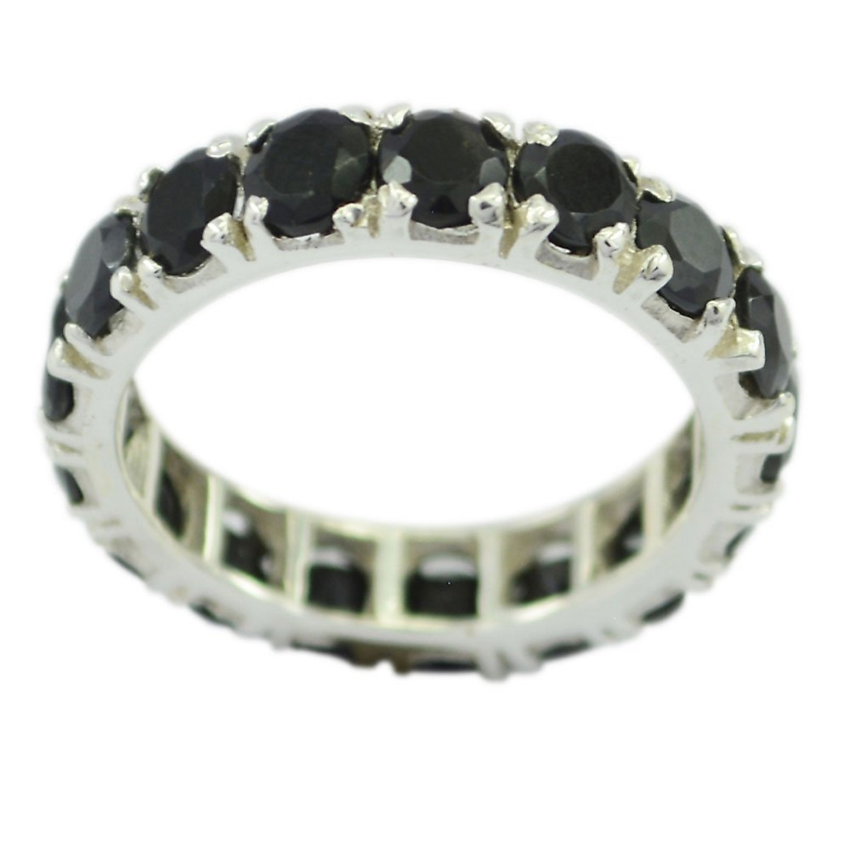 55Carat Natural Black Onyx Ring Sterling Silver Simple Round Shape Astrology US 4,5,6,7,8,9,10,11,20