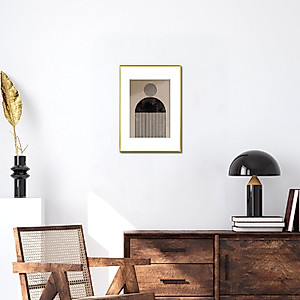 Homso A3 Picture Poster Frame, Display Pictures A4 with Mat or 11.7x16.5 Without Mat, Thin Border Metal with Plexiglass for Horizontal and Vertical, Gold