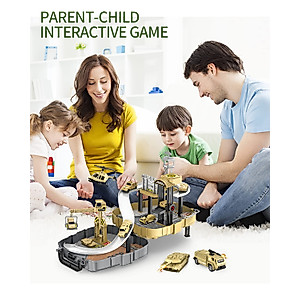 Siairo Construction Toy Construction Vehicles Trucks, Car Track Toy, Vehicle Playsets with Race Track, Excavator Crane Bulldozer Helicopter Toy for Boys Toddlers Kids (Military Theme)