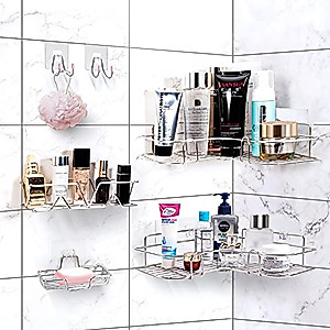 Diesisa Corner Shower Organizer, Stainless Shower Caddy with Adhesive Wall Hooks Shower Shevles Corner for Bathroom, Toilet, Dorm
