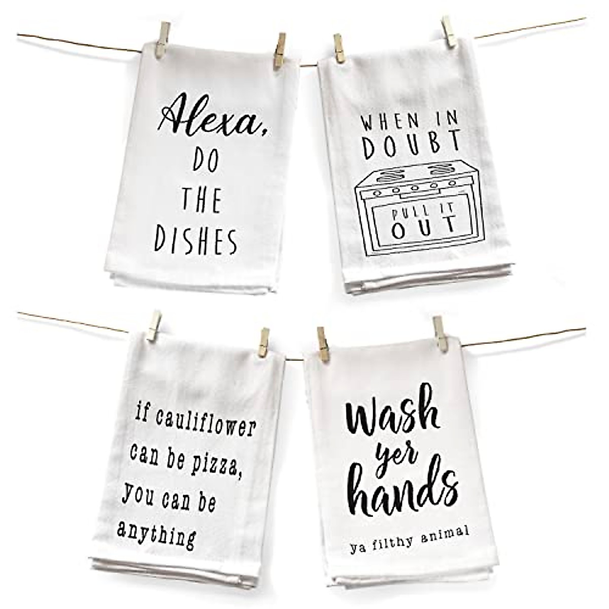 MAINEVENT Funny Kitchen Towel 4 Pack 18x24 Inch, Set of 4 Cute Kitchen Towel, Funny Dish Towel Saying, Funny Housewarming Gift Funny Hand Towel Alexa Do The Dishes Kitchen Towel Cute Funny Dish Towel