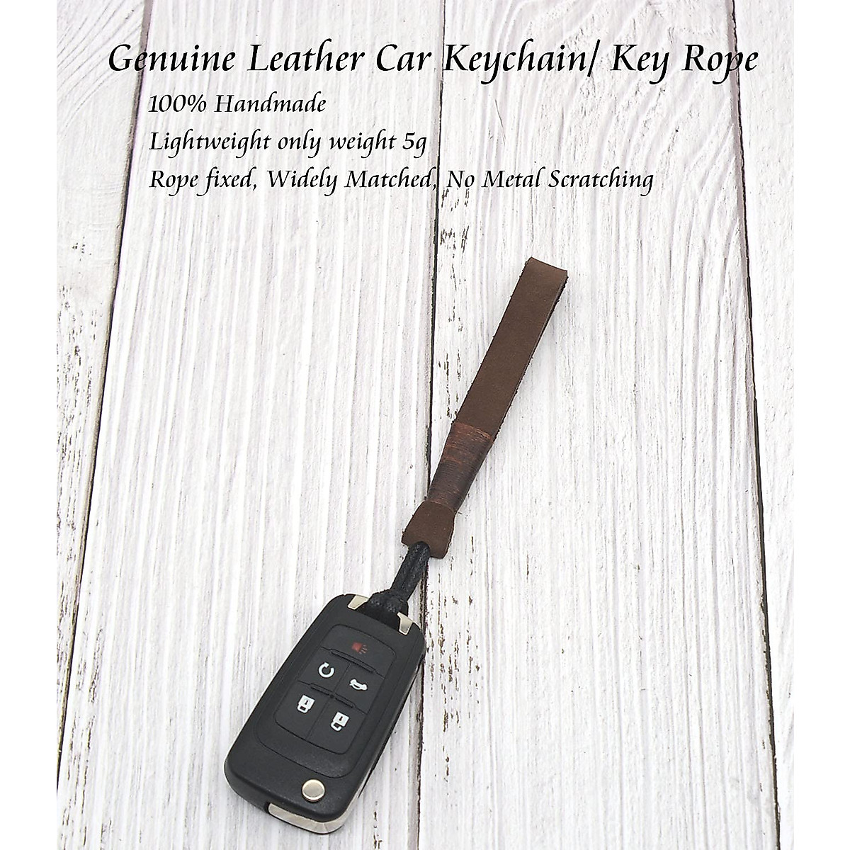 LAGIPA Leather Car Key Fob Keychain, Non-metallic Car Key Rope Lanyard Holder, No Metal Scratch