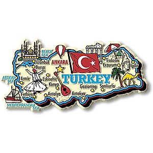 Turkey Jumbo Country Map Magnet by Classic Magnets, Collectible Souvenirs Made in The USA