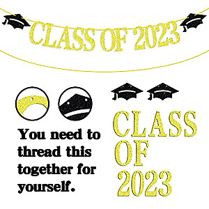 Class of 2023 Banner, Congratulations Banner for 2023 Graduation Decorations(Black and Gold)