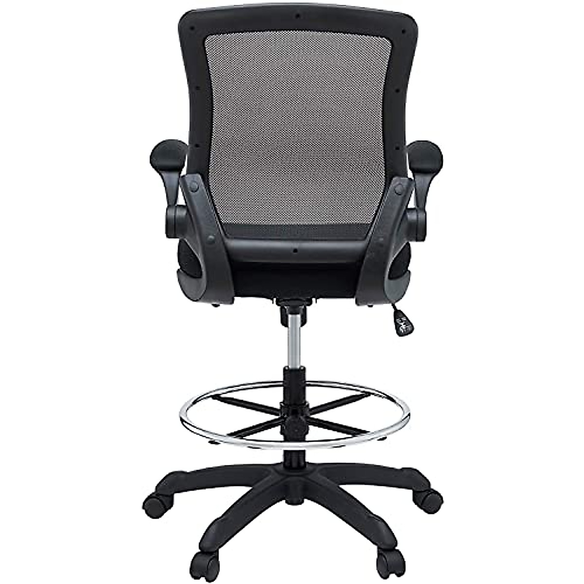 Modway Veer Reception Desk Flip-Up Arm Drafting Chair in Black