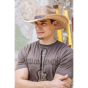 Big Wide Brim Natural Palm Leaf Straw Cuban Gaucho Fedora UPF Sun Hat Flex Fit