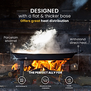 Machika Enamel Paella Pan | Paella Pan | Skillet for Paella and Rice Recipes | Perfect for Indoor & Outdoors | Easy Cleaning | Rust Proof Coating | 6 Servings | 13 inches |