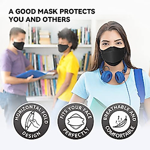 Keangs Face Masks 50 Pack, Soft and Comfortable Disposable Face Masks for Adults And Teens, Black