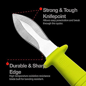 DragonFruitee Oyster Shucking Knife, Commercial Grade Clam and Shellfish tool With Ergonomic Grip And Anti-Slip Handle, Good For Home Restaurant Kitchen And Outdoor Use, Yellow/Silver (1 Count)