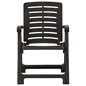 vidaXL 2X Garden Chairs Outdoor Patio Terrace Backyard Yard Seating Seat Summer Armchair Sitting Dinner Dining Chairs Furniture Plastic Anthracite