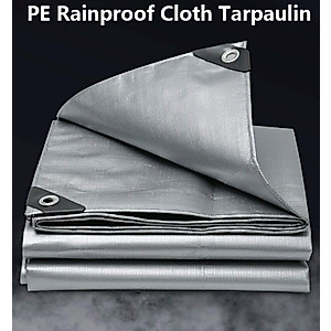 THABATAD 12' x 30' Tarps Heavy Duty Waterproof, 10 Mil Silver Poly Tarp Cover, UV Resistant, Rip and Tear Proof Tarpaulin with Grommets and Reinforced Edges for Roof, Patio, Camping, Boat, Pool