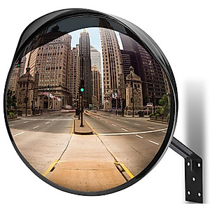 moveland 16 Inch Convex Security Mirror - Adjustable Acrylic Safety Mirror - Wide View Garage Mirror for Parking Assist Business, Traffic, Warehouse, Blind Spot, Office(Support Indoor and Outdoor)