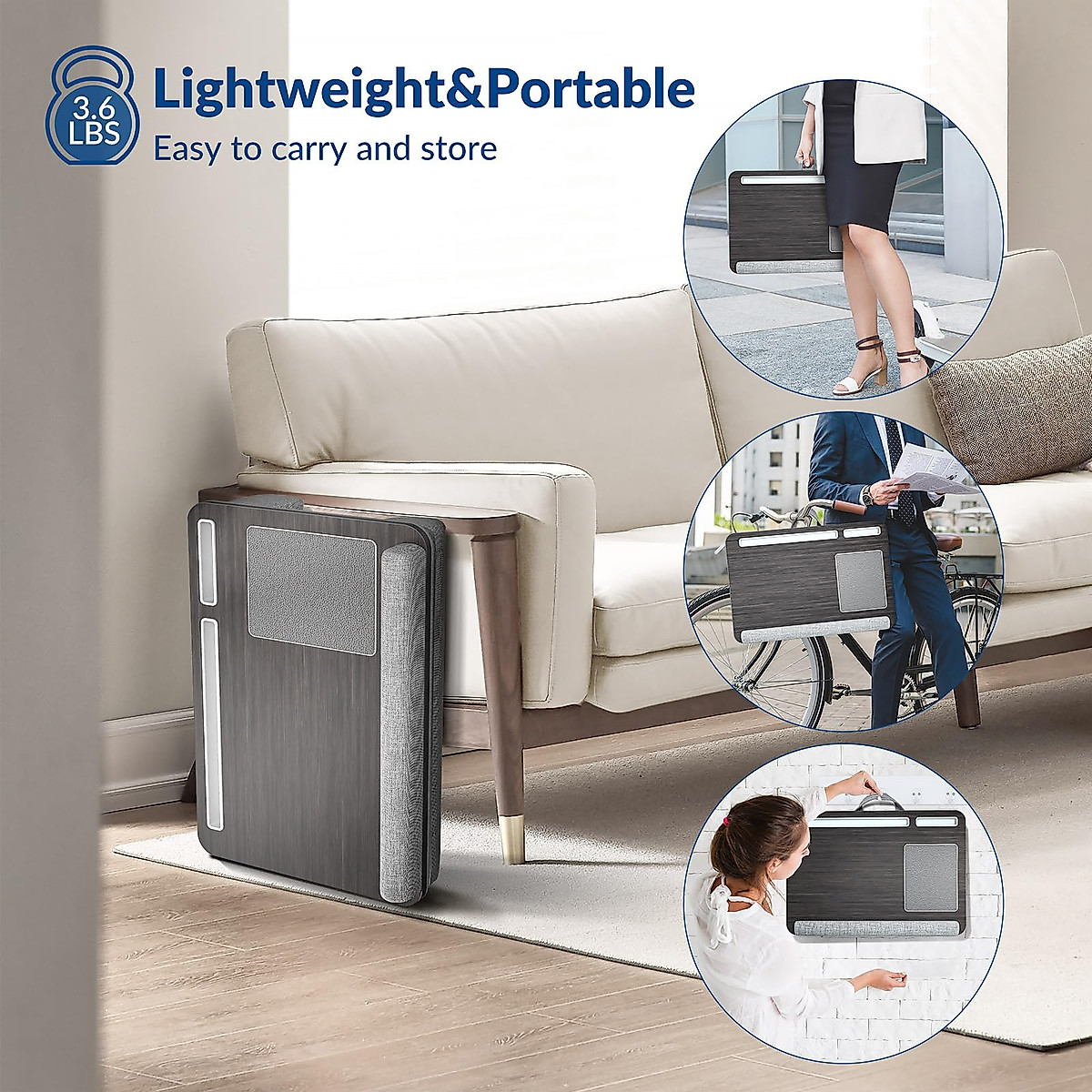 Gimars Home Office Lap Desk Fits up to 17 Inches Laptop with Dual Cushion,Wrist Rest, Built-in Mouse Pad, Tablet Phone Holder and Storage Drawer, Grey