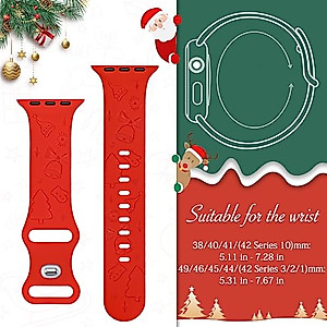 Christmas Gifts Compatible with Christmas Apple Watch Band for Women 42mm(Series 10) 41mm 40mm 38mm, Adjustable Soft Silicone Santa Claus Snowflake Band for iWatch Bands Series 10/9/8/7/6/5/4/3/2/1/SE