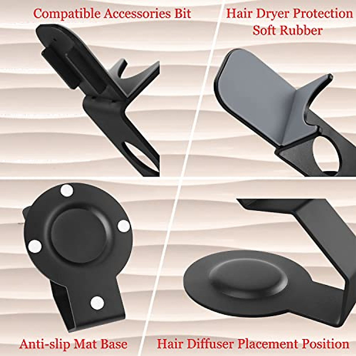 AOKEMAi Hair Dryer Holder for Dyson Supersonic, Hair Dryer Accessories Stand, Bathroom Hair Blow Dryer Rack Organizer Compatible with Dyson Supersonic Hair Dryers, Black