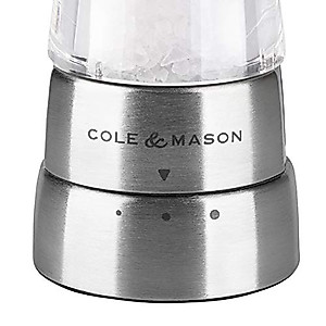Cole & Mason H59408G Derwent Salt and Pepper Mills | Gourmet Precision+ | Stainless Steel/Acrylic | 190mm | Gift Set | Includes 2 x Salt and Pepper Grinders | Lifetime Mechanism Guarantee