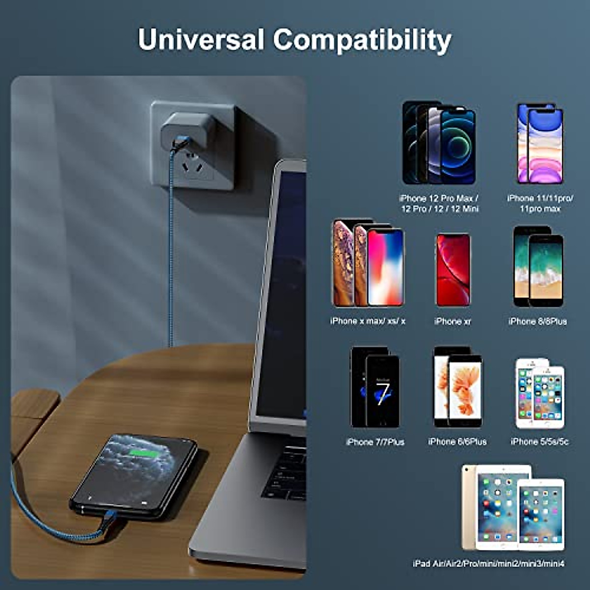 Essri 2Pack for iPhone Charger Cord 10FT, Lighting Cable 10 Feet to USB Charging Cable, Nylon Braided Charging Cord 10 Foot Compatible with iPhone 14 13 12 11 X XS XR 15 Pad - Blue