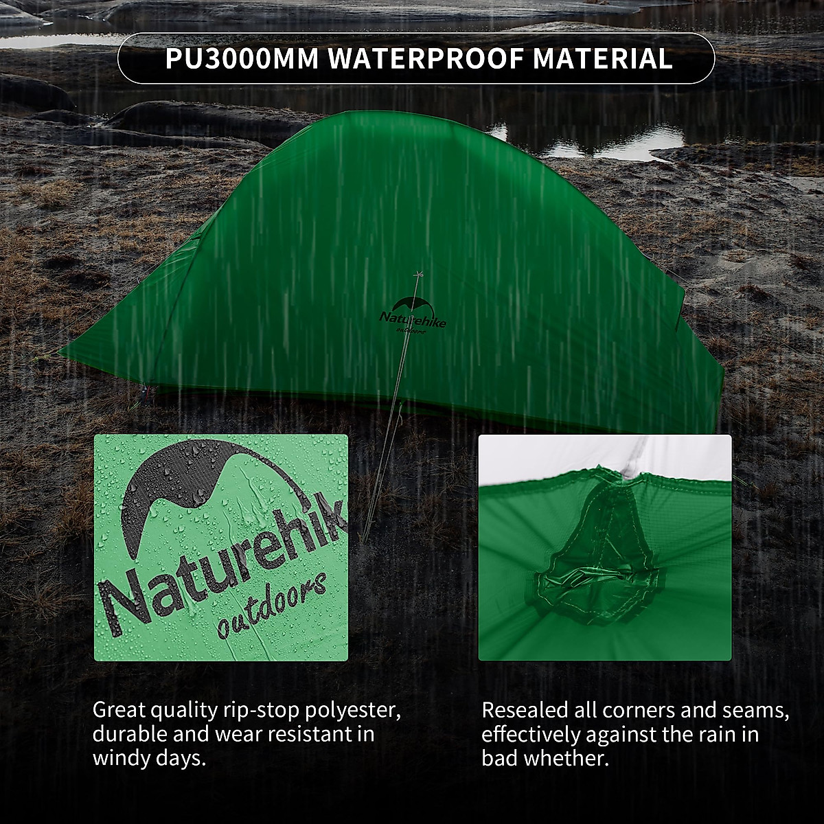 Naturehike Cloud-Up 2 Person Tent Lightweight Backpacking Tent with Footprint - Free Standing Ultralight Camping Hiking Backpack Tents Two Person Tent