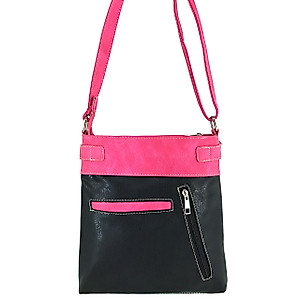 Justin West Floral Autumn Leaf Embroidery Rhinestone Conceal Carry Handbag Wallet (Black Messenger)