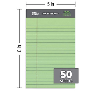 Office Depot Professional Legal Pad, 5in. x 8in., Assorted Colors, Narrow Ruled, 50 Sheets, 6 Pads/Pack, 99510