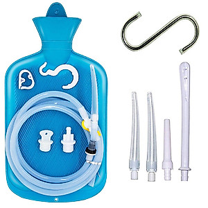 Enema Bag 2L Home Enema Kit with 6.5ft Long Silicone Hose, Enema Tips, Controlable Water Flow Valve, 2 Quart Capacity Hot-Water Bottle for Colon Cleansing Enemas