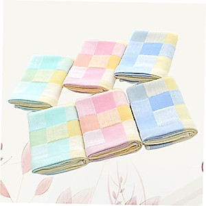 Alipis 6pcs Turkish Towel Blue Hand Towels Checkered Hand Towels Face Wash Cloth Decorative Hand Towel Plaid Dishcloth Scarf Face Towel Bath Towel Small Kid Towel Cotton Square Towel Baby