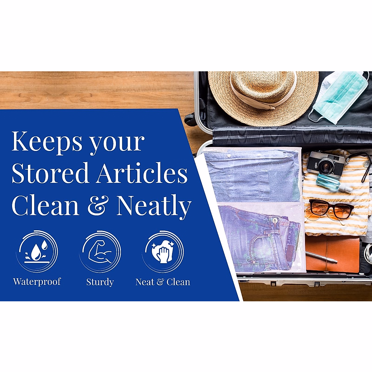 The Clothing Doctor Breathable Cashmere Sweater Storage Bag, Convenient Snap With Flap Closure, Clear Window For Easy Identification, 12.6"x16.2", Pack Of 6, White