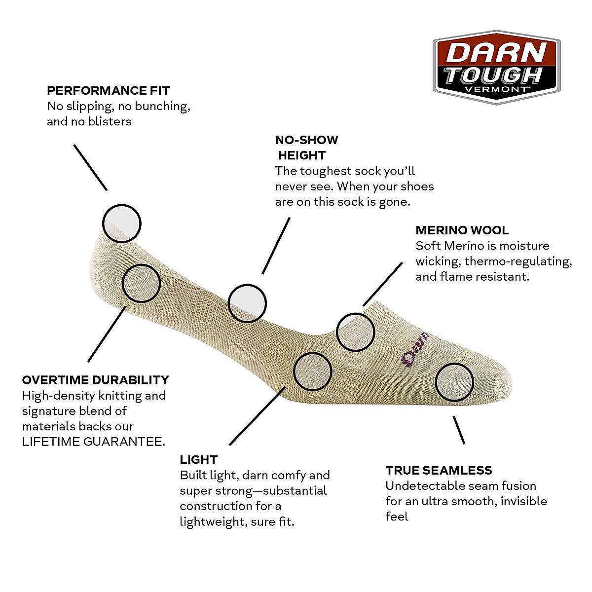 Darn Tough Vermont Top Down Solid No Show Invisible Lightweight Black MD (US 7.5-9.5)