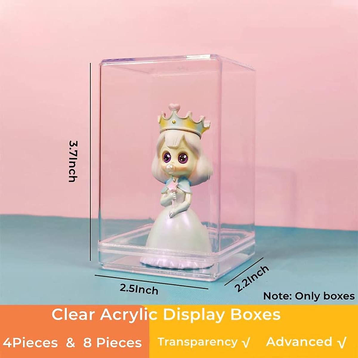 Acrylic Box for Display 8 Pieces Clear Box with Lid Treat Acrylic Gift Candy Box Jewelry Storage Container for Cosmetics Makeup Graduation Party Favor Box (3.7x 2.5x2.2 Inch)