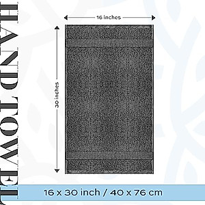 White Classic Luxury Hand Towels for Bathroom-Hotel-Spa-Kitchen-Set - Circlet Egyptian Cotton - 16x30 Inches - Set of 6 (Gray)