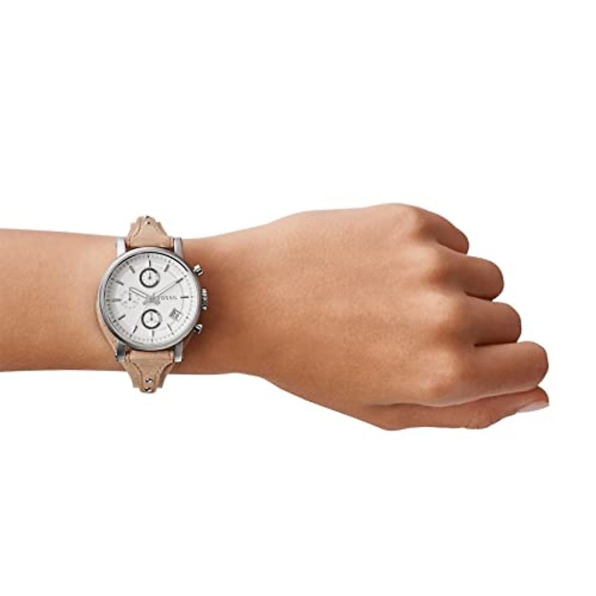 Fossil Women's Original Boyfriend Quartz Stainless Steel and Leather Chronograph Watch, Color: Silver (Model: ES3625)