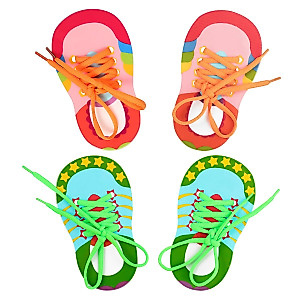 NUOBESTY Shoelace Threading Teaching Toys Learn to Tie Shoelaces Toys Early Educational Toys for Kids Toddlers