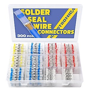 300PCS Solder Seal Wire Connectors-haisstronica Marine Grade Heat Shrink Wire Connectors-Heat Shrink Butt Connectors-Self Solder for Marine,Stereo(30Yellow 70White 100Red 100Blue) Solder Sleeve