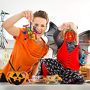 Winlyn 56 Sets Halloween Decorations DIY Hanging Wooden Halloween Ornaments Halloween Craft Kits Paintable Unfinished Wood Pumpkin Ghost Spider Googly Eyes for Kids Art Activity Trick or Treat Décor