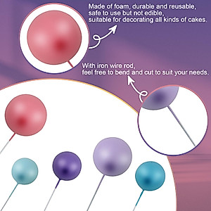 Acmee 115 PCS Ball Cake Toppers - Mini Balloon Cake Decorations Foam Ball Cupcake Picks DIY Cake Insert Toppers for Birthday Party Wedding Baby Shower - Pink Purple Blue