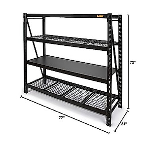 DEWALT 41660 DXST10000BLK 4-Shelf Industrial Storage Rack - 77”W x 24”D x 72”H, Black