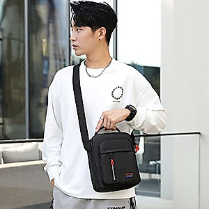 Men Bags Shoulder Crossbody Small Messenger Crossover Pouch Multiple Pockets Cross Body Handbag (Men's Shoulder Bags for Black)