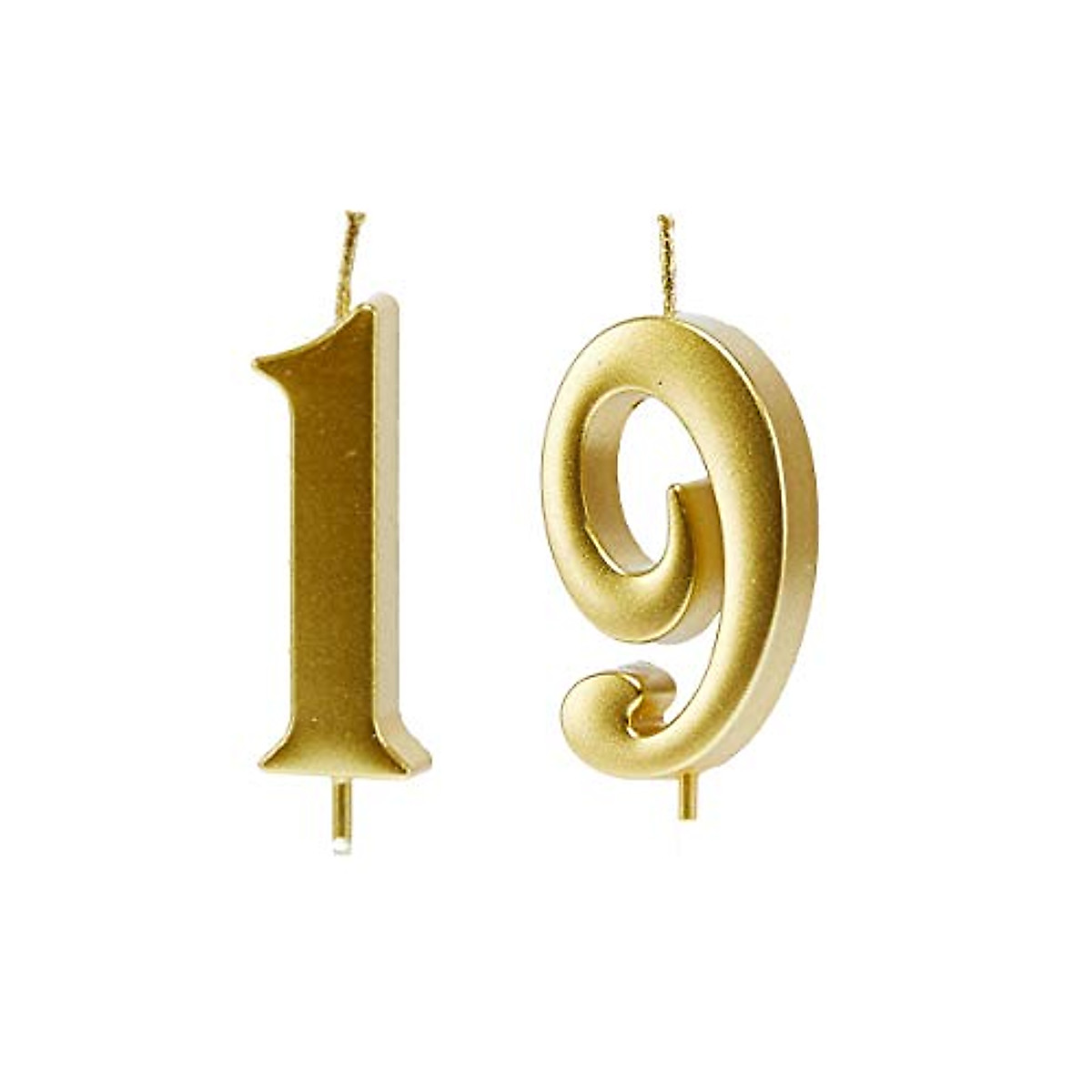 Mart 19th Birthday Candles,Gold Number 19 Cake Topper for Birthday Decorations