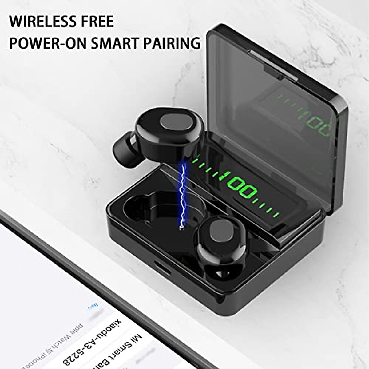 Bluetooth 5.0 Wireless Earbuds with 300mAh Charging Case Light-Weigh Mini Headphones in Ear Built in Mic Headset Deep Bass, IPX5 Waterproof for Sport Working