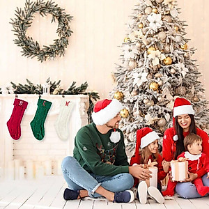 Ulico Christmas Stockings with Initials, 18’’ Large Embroidered Monogram Knit Christmas Stocking,Xmas Stocking for Kids, Holiday and Family Stocking for Fireplace or Party Decoration Red Letter B