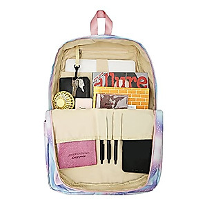 Backpack for Teen Girls School Backpack Bookbag Set with Lunch Box and Pencil Bag Water-Resistant & Light weight (Blue Galaxy)