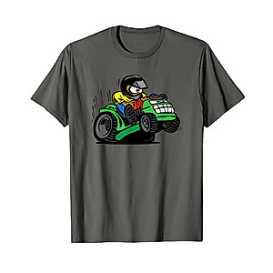 Funny Cartoon Riding Lawn Mower Racing Lawn Tractor T-Shirt