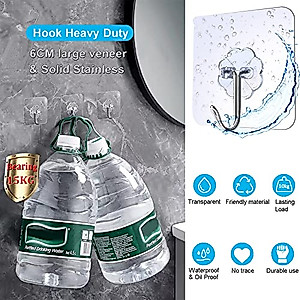 starsea Self Adhesive Hooks, 26 Pack Heavy Duty Anti-Skid Traceless Sticky Hook(Max 22lb), Waterproof Sticky Handy Hooks for Kitchen/Clothes/Office/Closet/Bathroom/Ceiling/Hanger