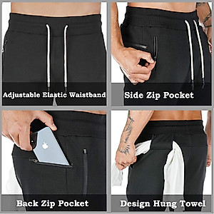 AOTORR Men's Slim Fit Joggers Casual Slim Sweatpants Workout Running Track Pants with Zipper Pockets Khaki L